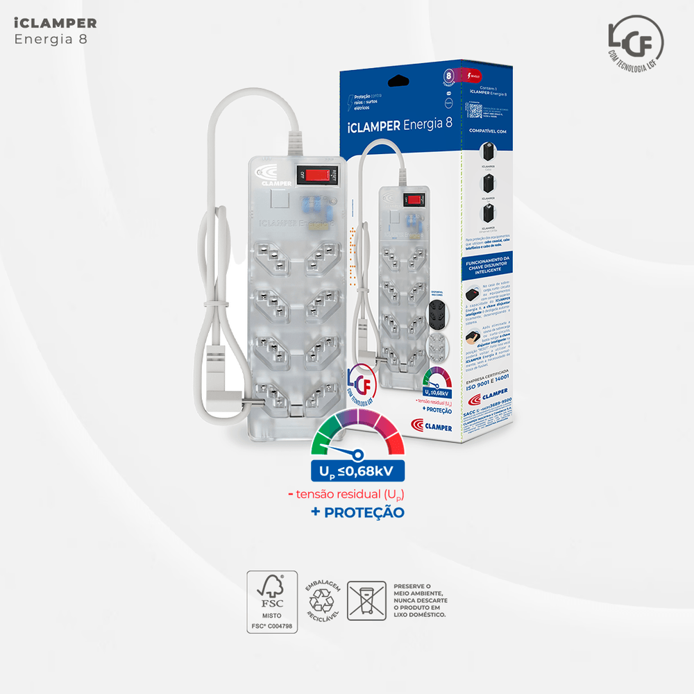 Filtro de Linha DPS com Tecnologia LCF iCLAMPER Energia 8 - CLAMPER