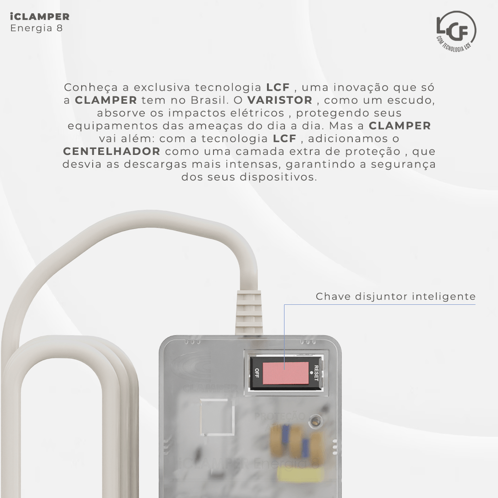 Filtro de Linha DPS com Tecnologia LCF iCLAMPER Energia 8 - CLAMPER