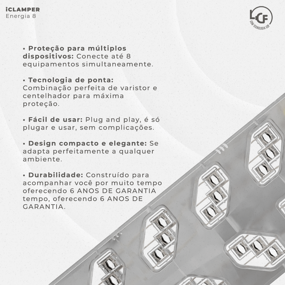 Filtro de Linha DPS com Tecnologia LCF iCLAMPER Energia 8 - CLAMPER