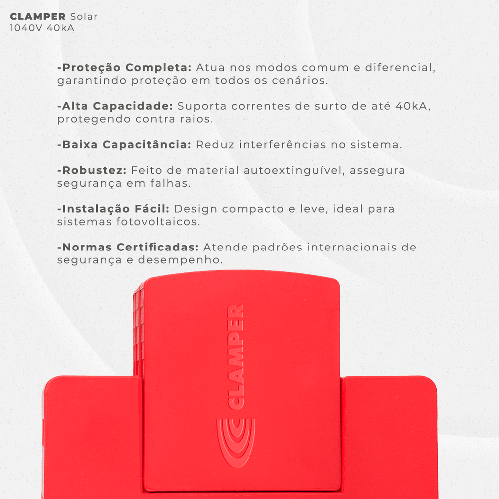 DPS CLAMPER Solar 1000V 40kA Sinalização Remota - CLAMPER