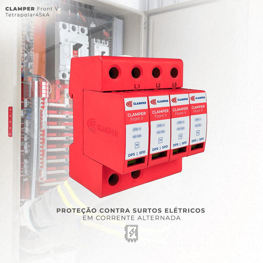 DPS CLAMPER FRONT V TETRAPOLAR 275V 45KA 4+0 SINALIZAÇÃO REM - CLAMPER